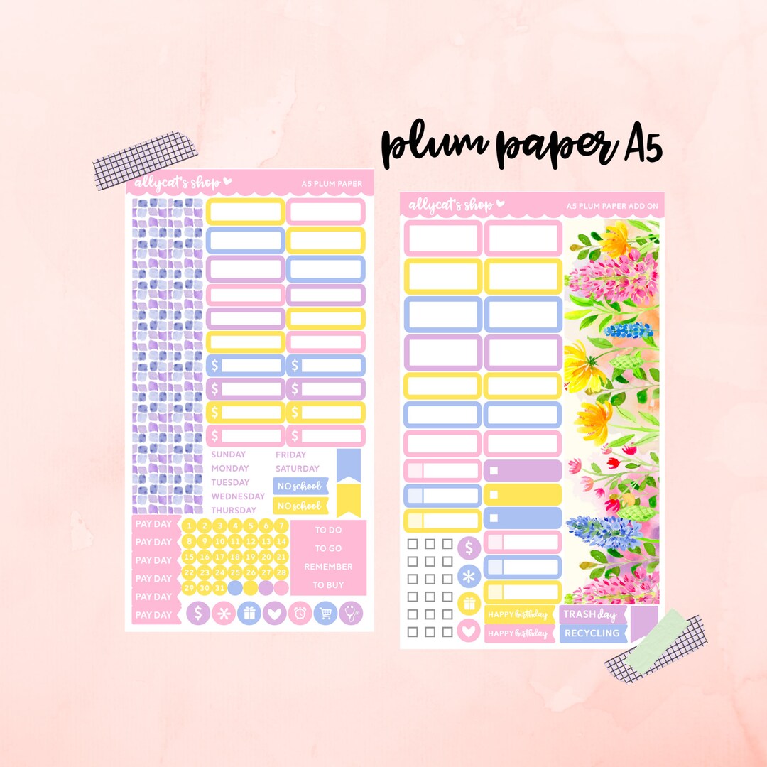 Bonnie A5 Monthly Kit - Plum Paper Planner A5 - Etsy