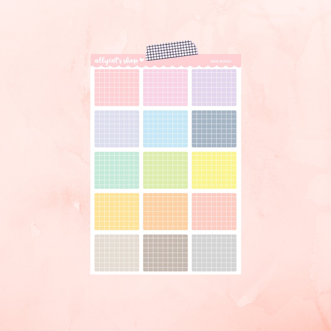 Grid Boxes Rainbow - Planner Stickers - Etsy