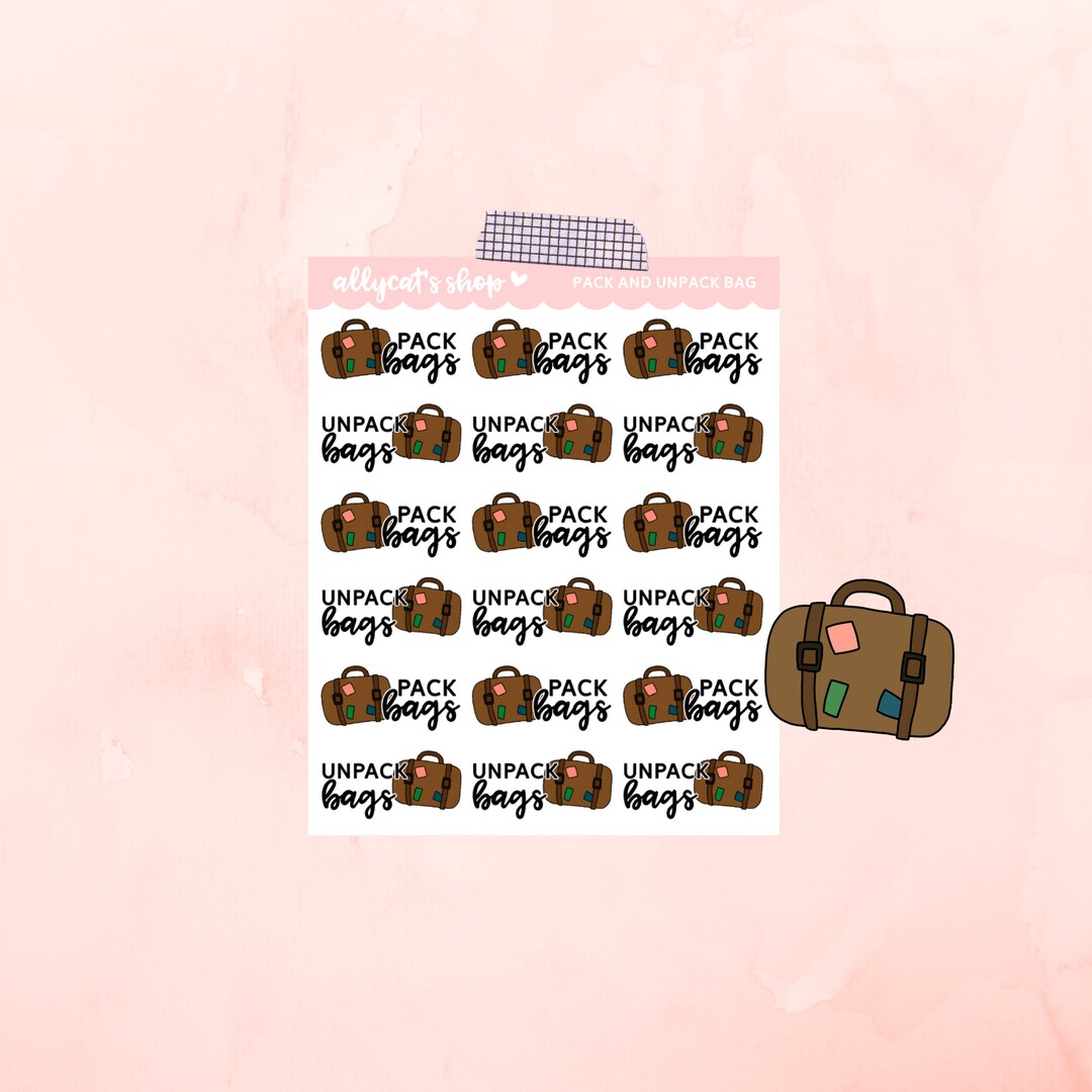 Pack & Unpack Luggage Stickers - Hand Drawn Planner Stickers - Etsy