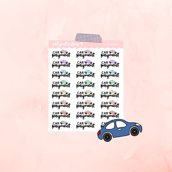 Car Payment Sticker Sheet Hand Drawn Planner Stickers | Etsy