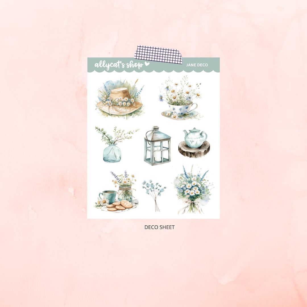 Jane Deco Sheet - Hand Drawn Planner Stickers - Etsy