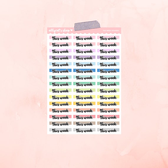 This Week Headers Planner Stickers// Functional Stickers | Etsy