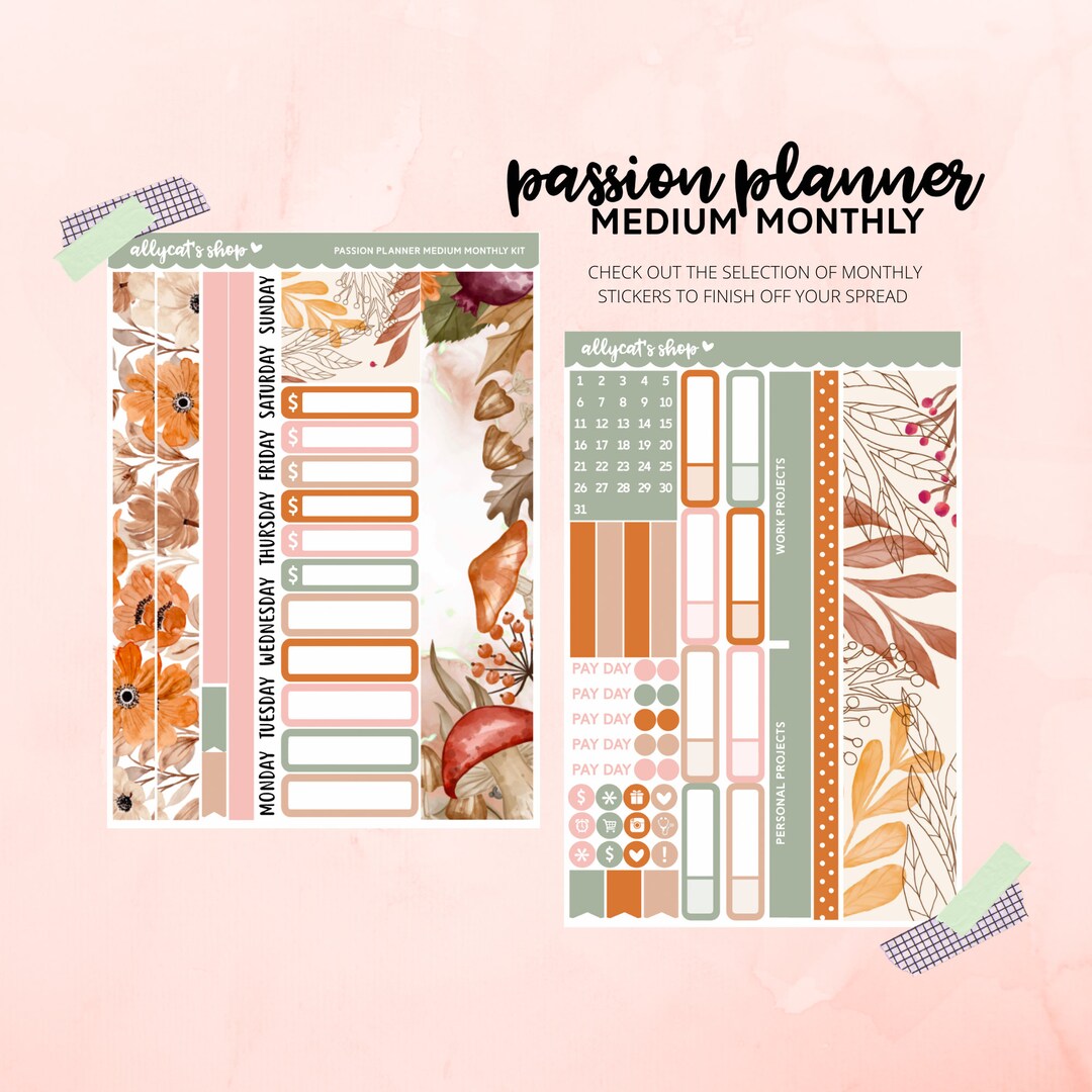 Piper Monthly Kit MEDIUM Passion Planner Kit - Etsy
