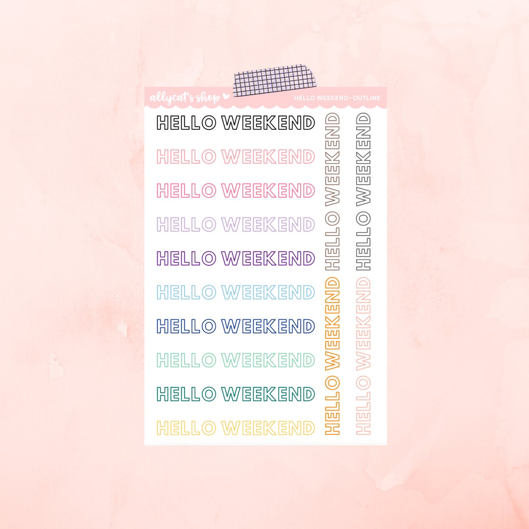 Hello Weekend Banners - Outline - Planner Stickers - Etsy