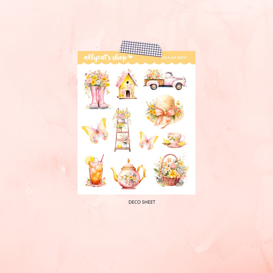 Delilah Deco Sheet - Hand Drawn Planner Stickers - Etsy