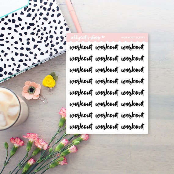 Workout CURSIVE Script Stickers Planner Stickers Custom | Etsy