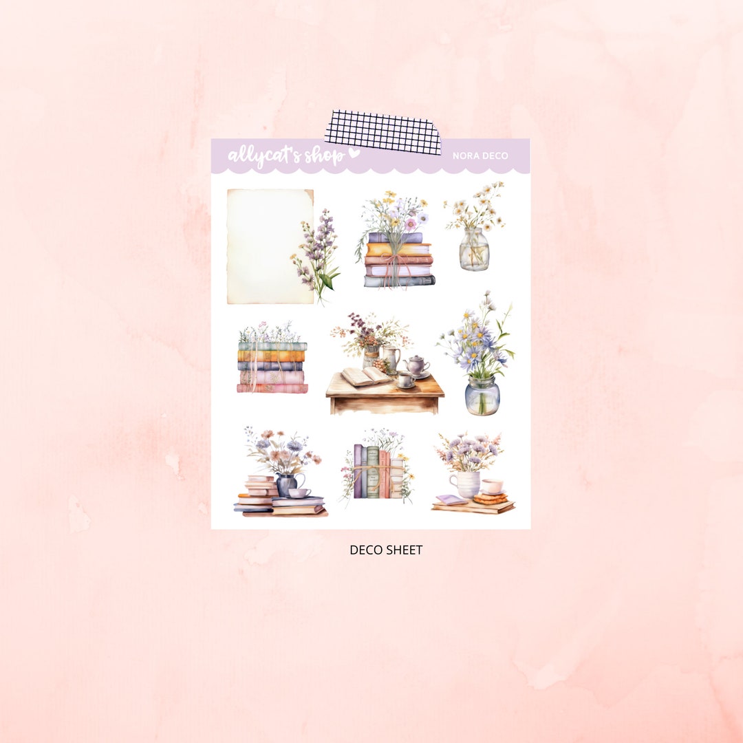 Nora Deco Sheet - Hand Drawn Planner Stickers - Etsy