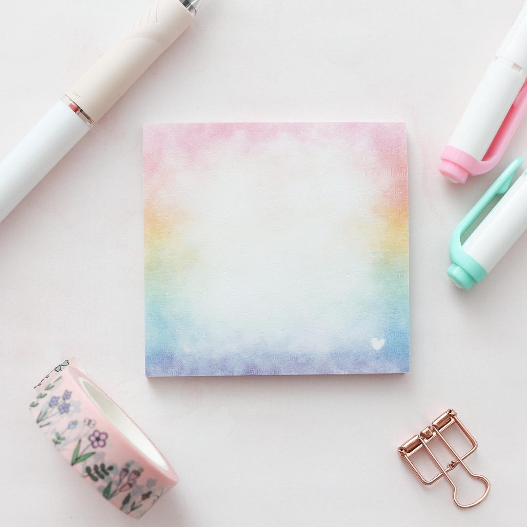 Rainbow Watercolor Sticky Notes - Stationery, Hand Drawn, Doodles ...
