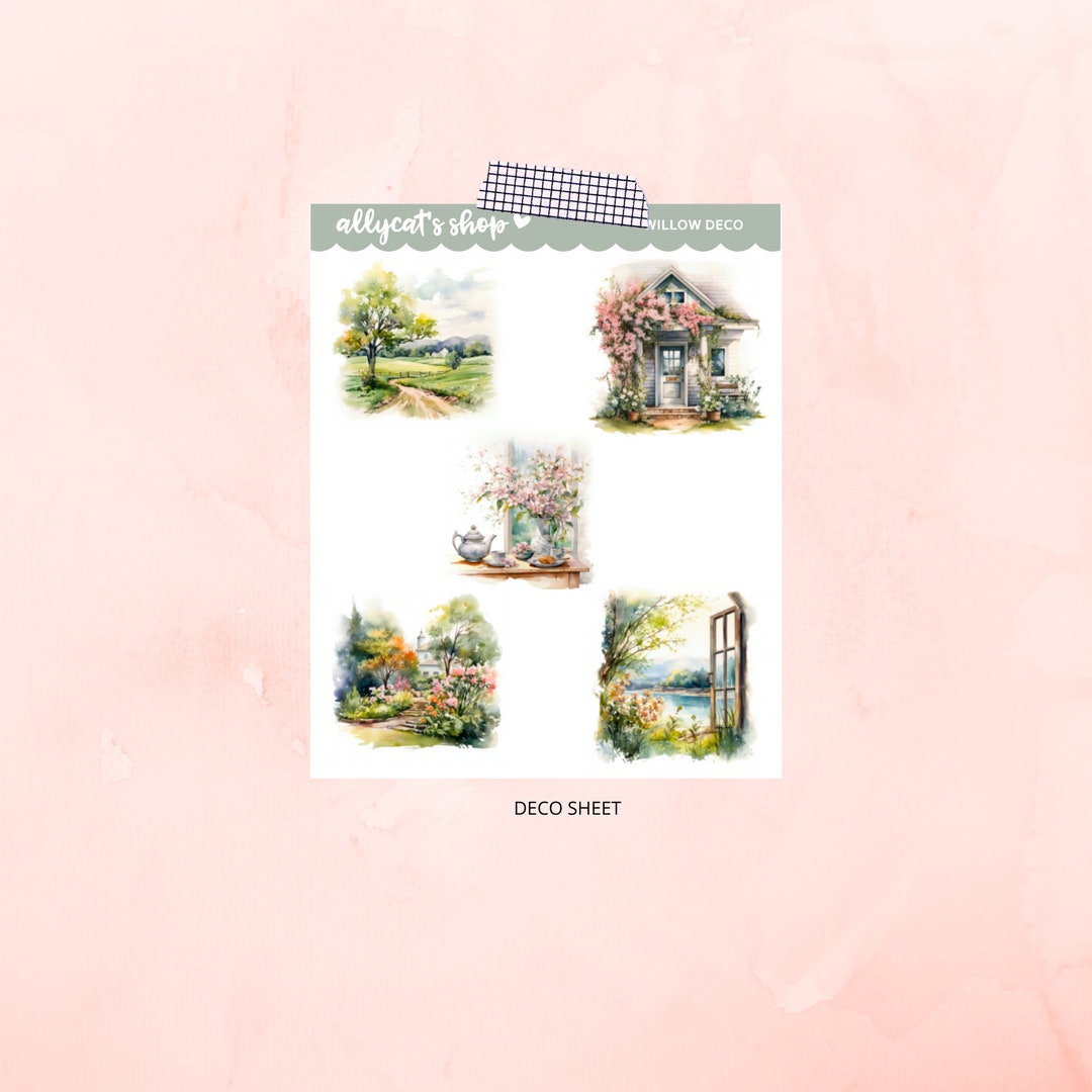 Willow Deco Sheet - Hand Drawn Planner Stickers - Etsy