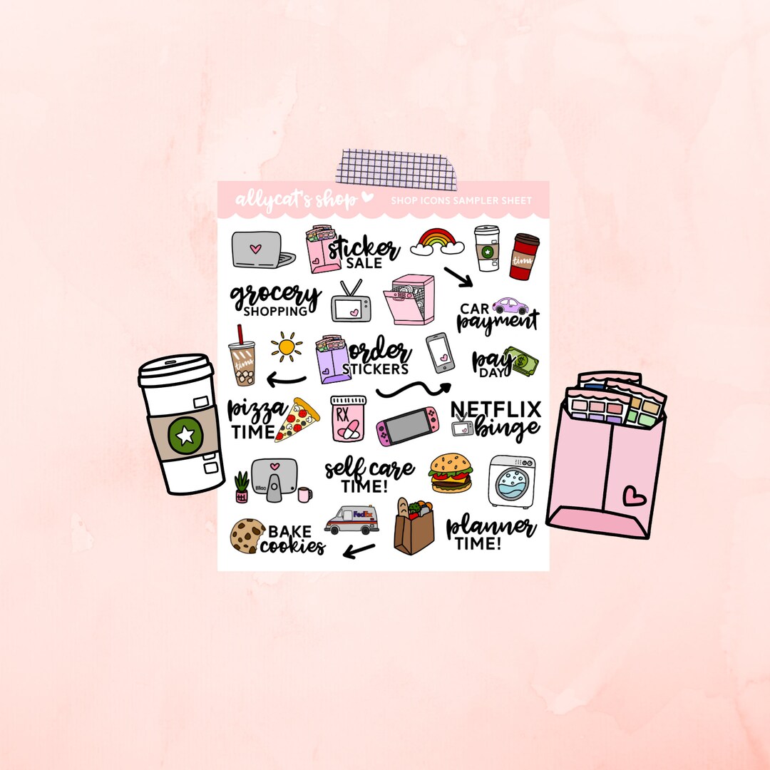 Shop Icon Sampler ONE - Hand Drawn Planner Stickers - Etsy