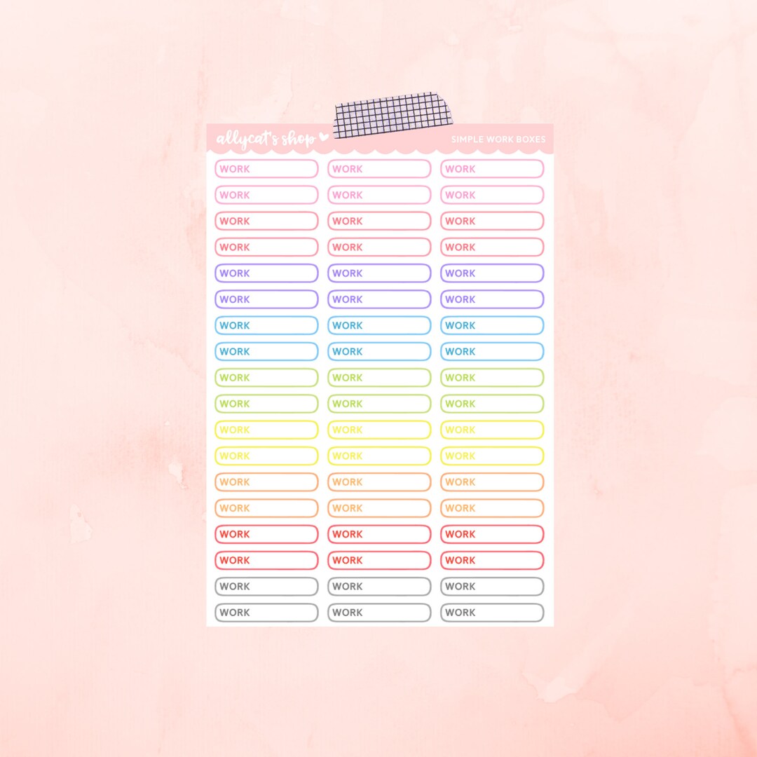 Simple Work Boxes, Colourful - Planner Stickers// Functional Stickers ...