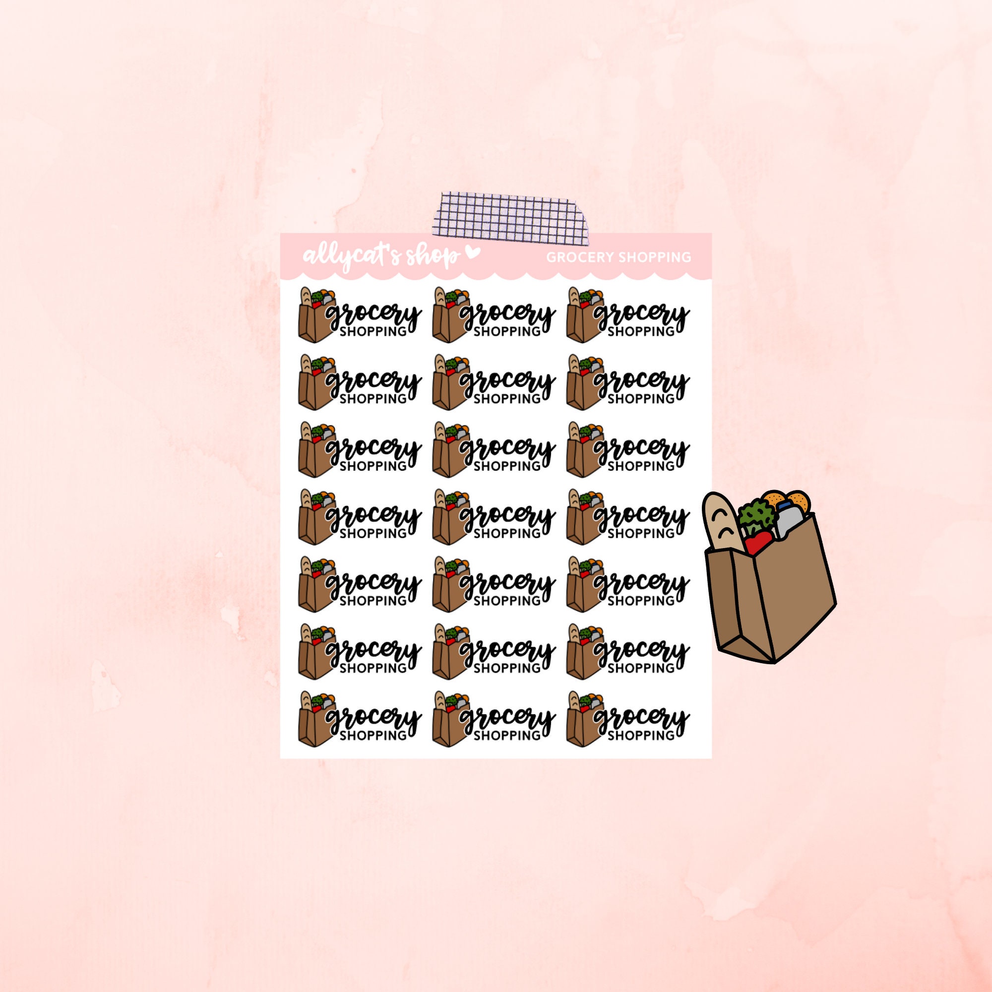 Grocery Order Grocery Shopping Stickers Planner Sticker Sheet Paper ...