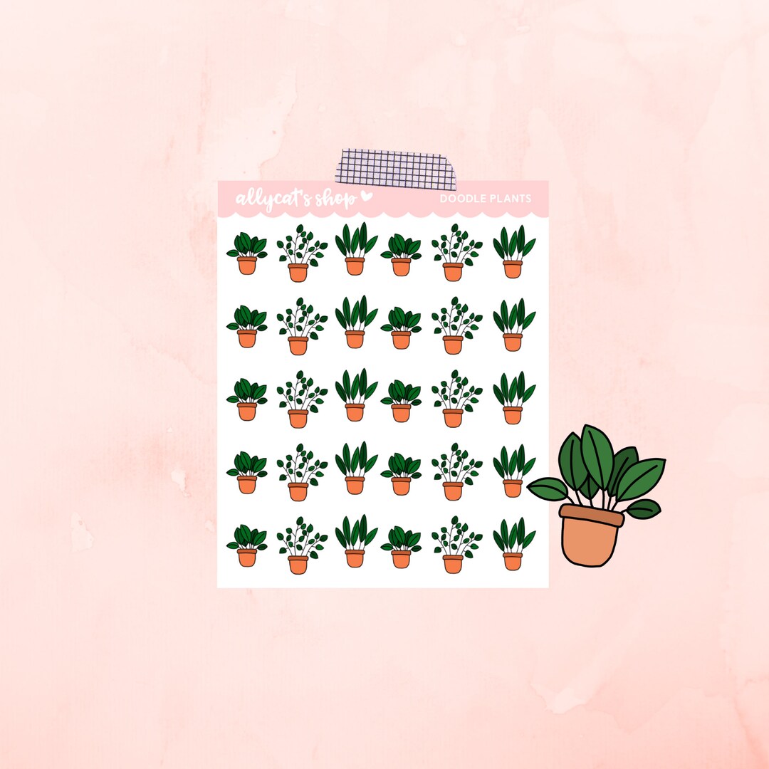 Plant Stickers- Hand Drawn Planner Stickers - Etsy