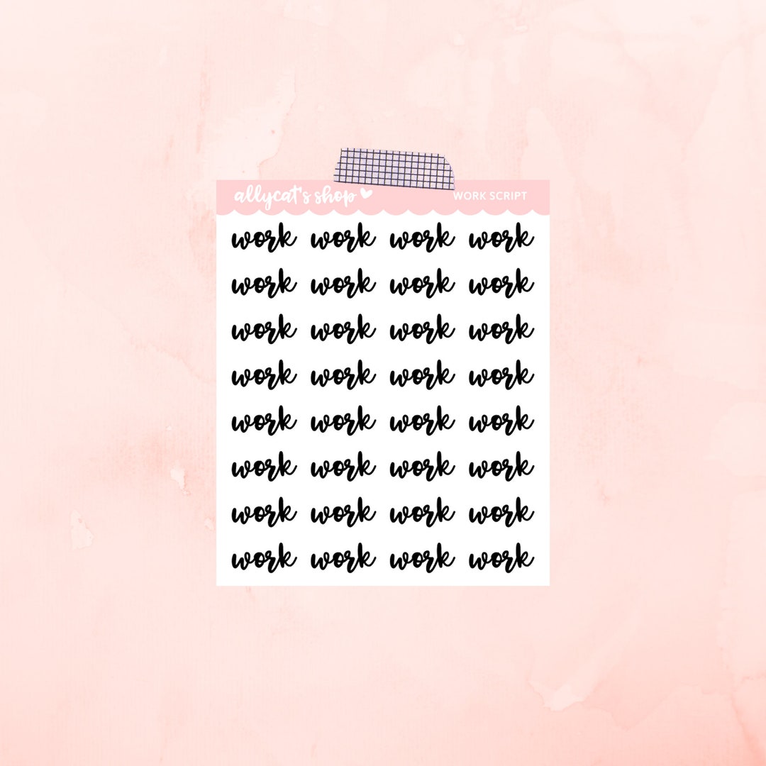 Work CURSIVE Script Stickers - Planner Stickers, Custom Script Stickers ...