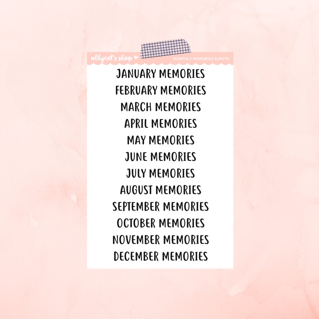 Monthly Memories Script Stickers V2 - Planner Stickers - Etsy