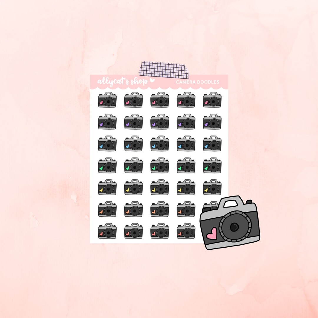 Camera Doodles - Planner Stickers - Etsy