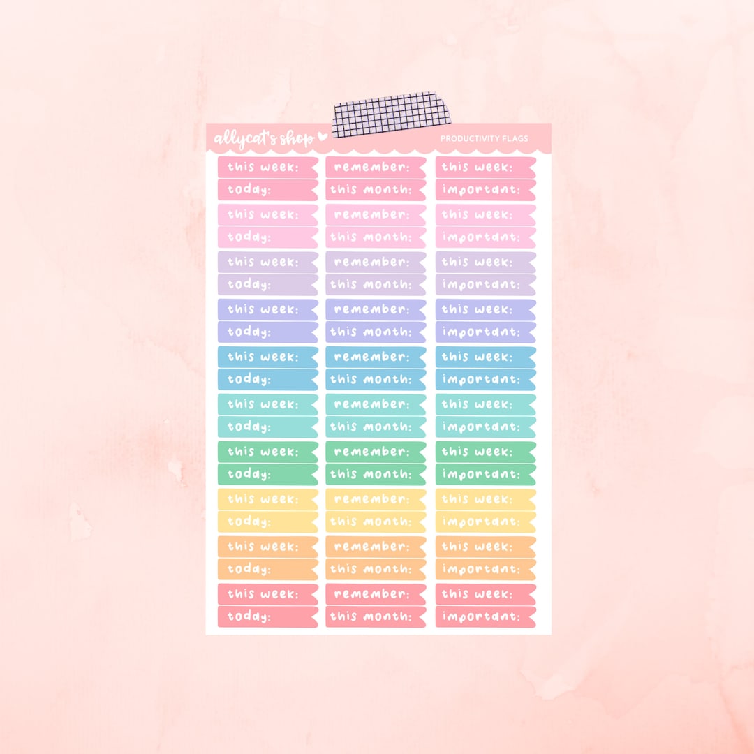 Productivity Flags Rainbow - Planner Stickers - Etsy