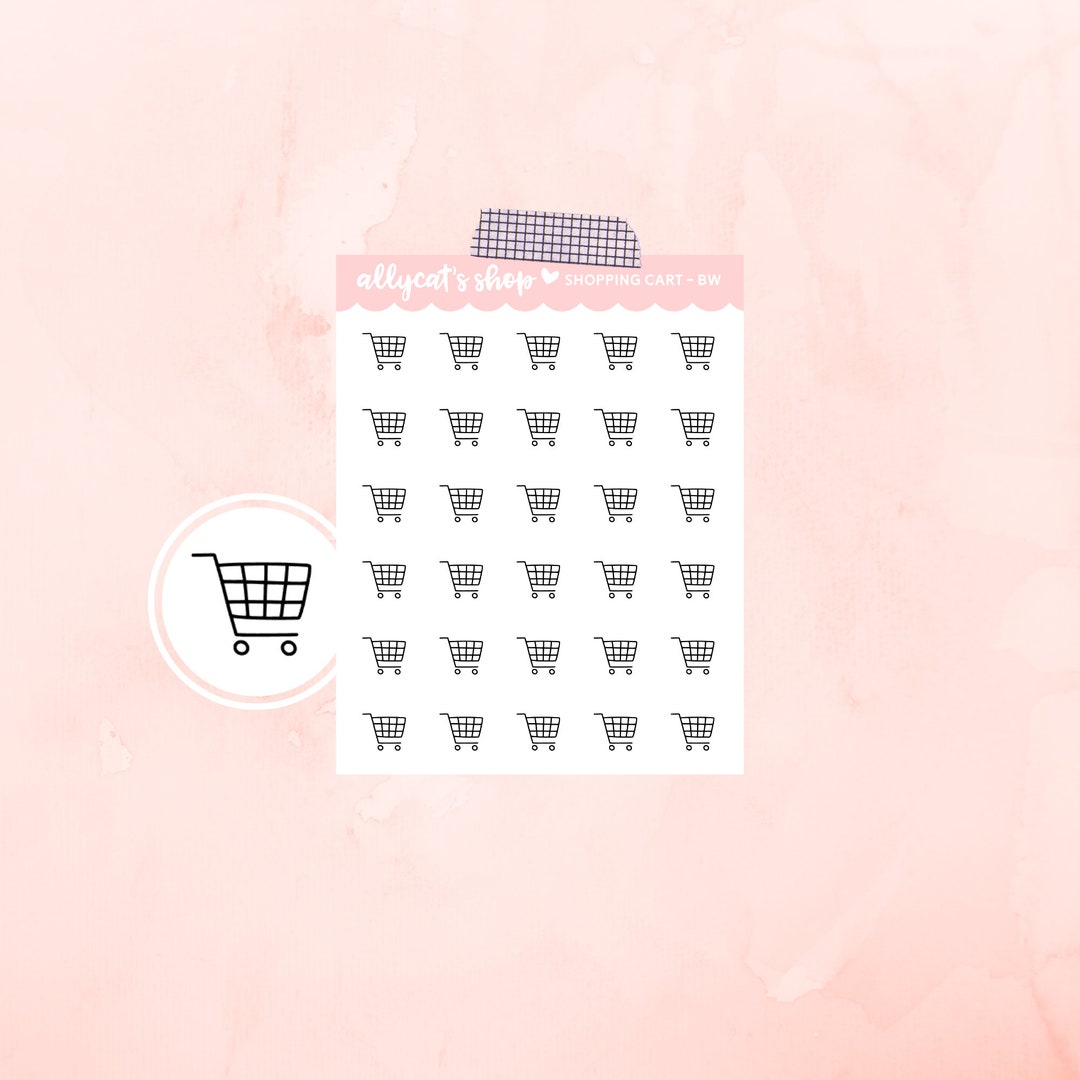 Mini Shopping Cart Sticker Sheet Planner Stickers - Etsy