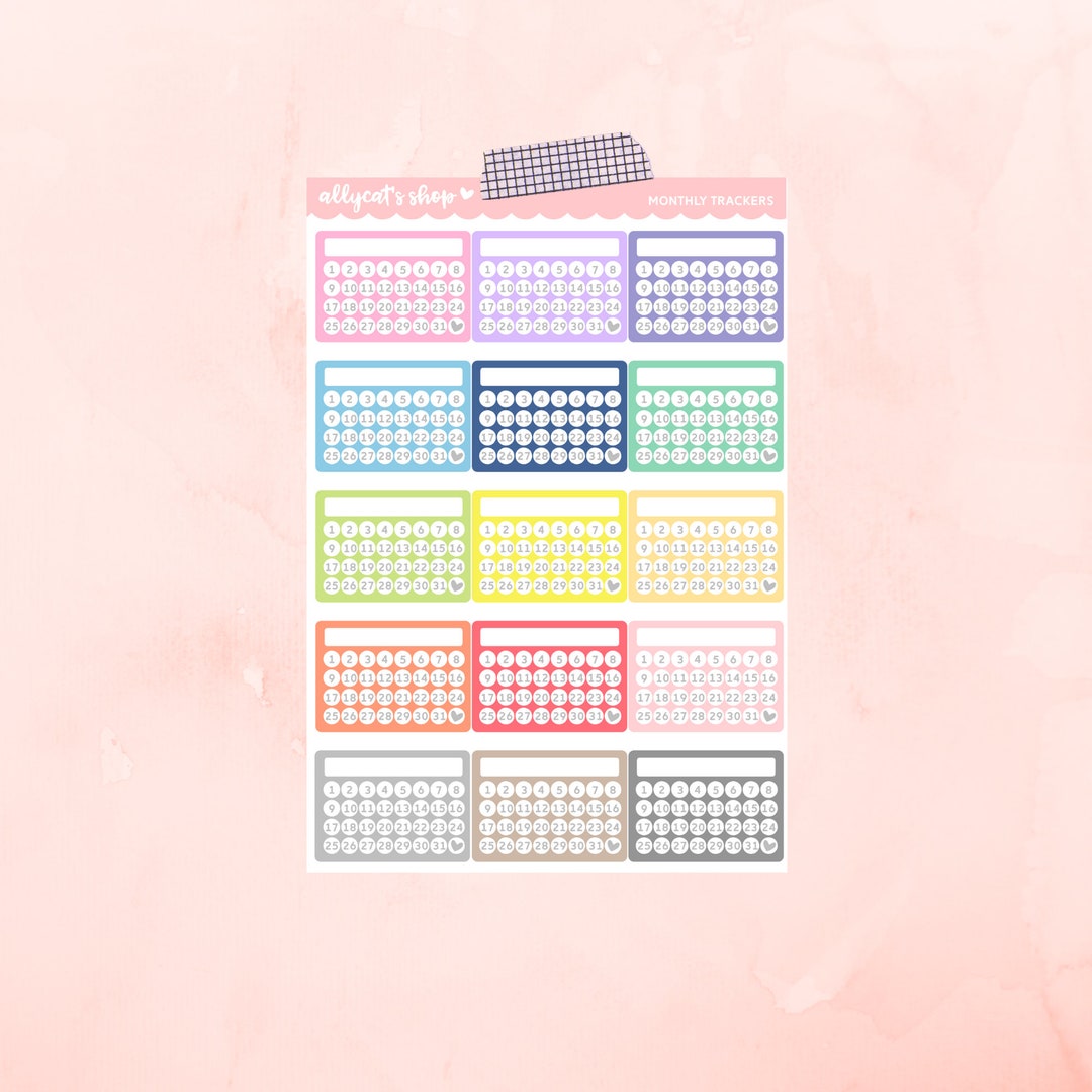 Monthly Habit Tracker - Planner Stickers// Functional Stickers - Etsy