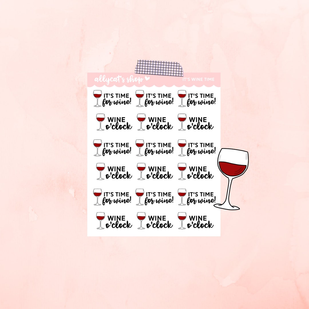It's Wine Time Stickers - Hand Drawn Planner Stickers - Etsy