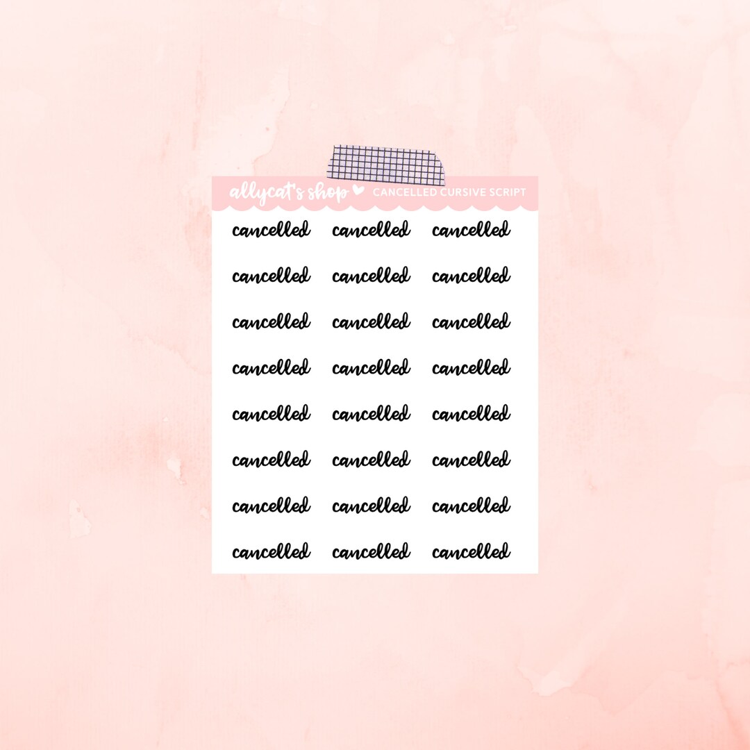 Cancelled CURSIVE Script Stickers - Planner Stickers, Custom Script ...
