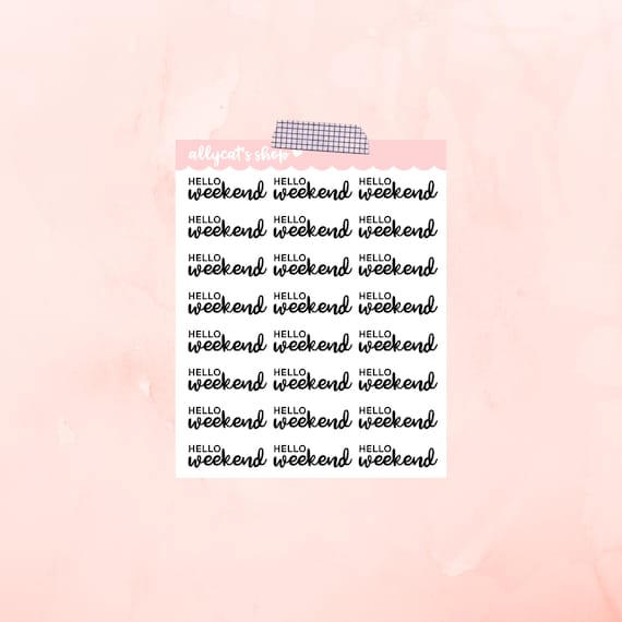 Hello Weekend CURSIVE Script Planner Stickers | Etsy