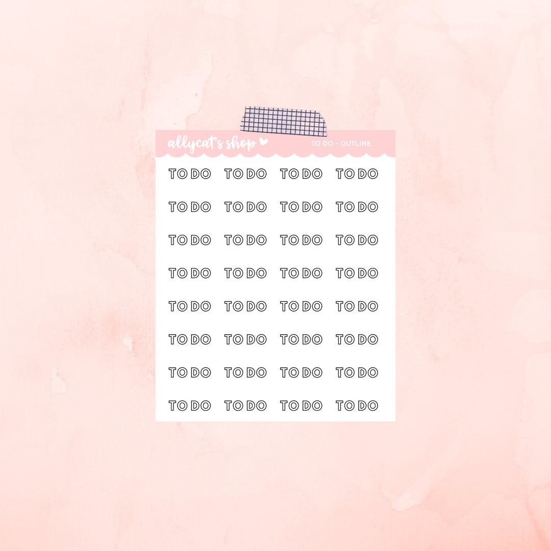 To Do OUTLINE Script Stickers - Planner Stickers, Custom Script ...