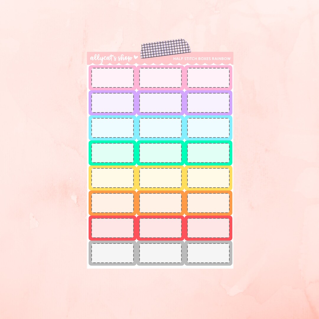 Stitch Half Boxes - Planner Stickers// Functional Stickers - Etsy