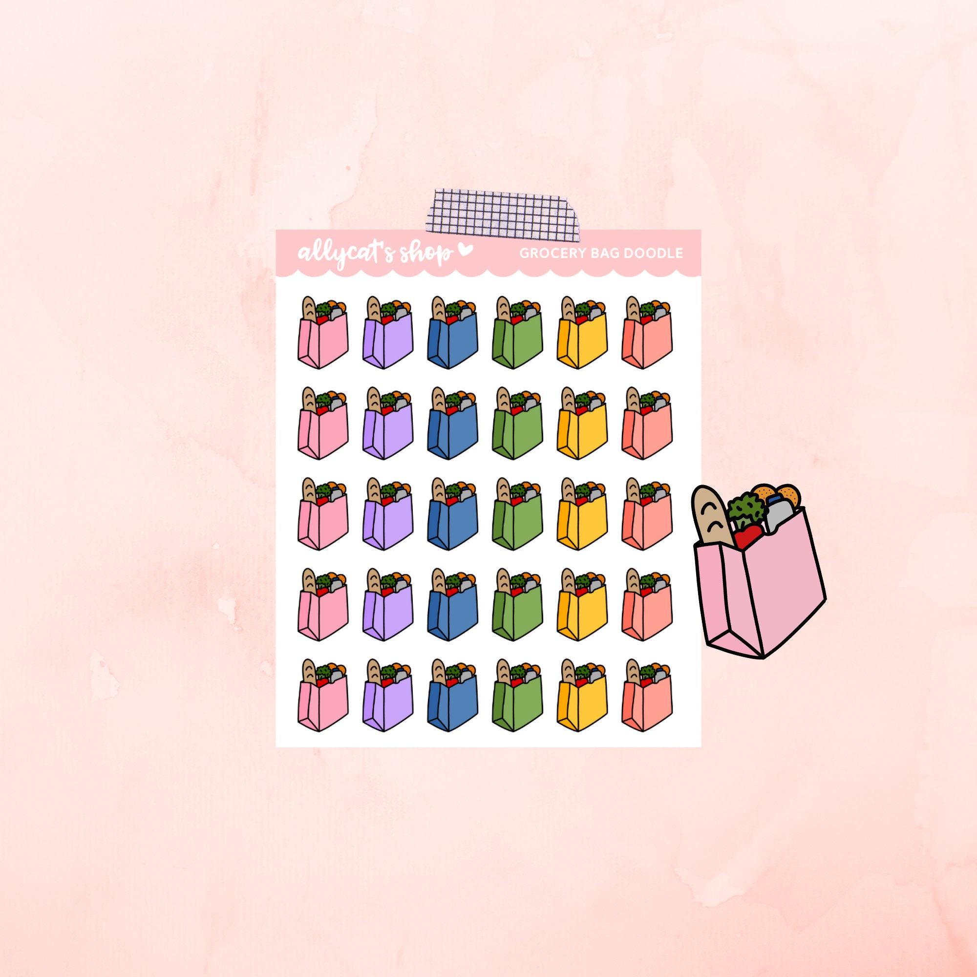 Paper & Party Supplies Pack Lunch Doodle Icons/Scripts planner stickers ...