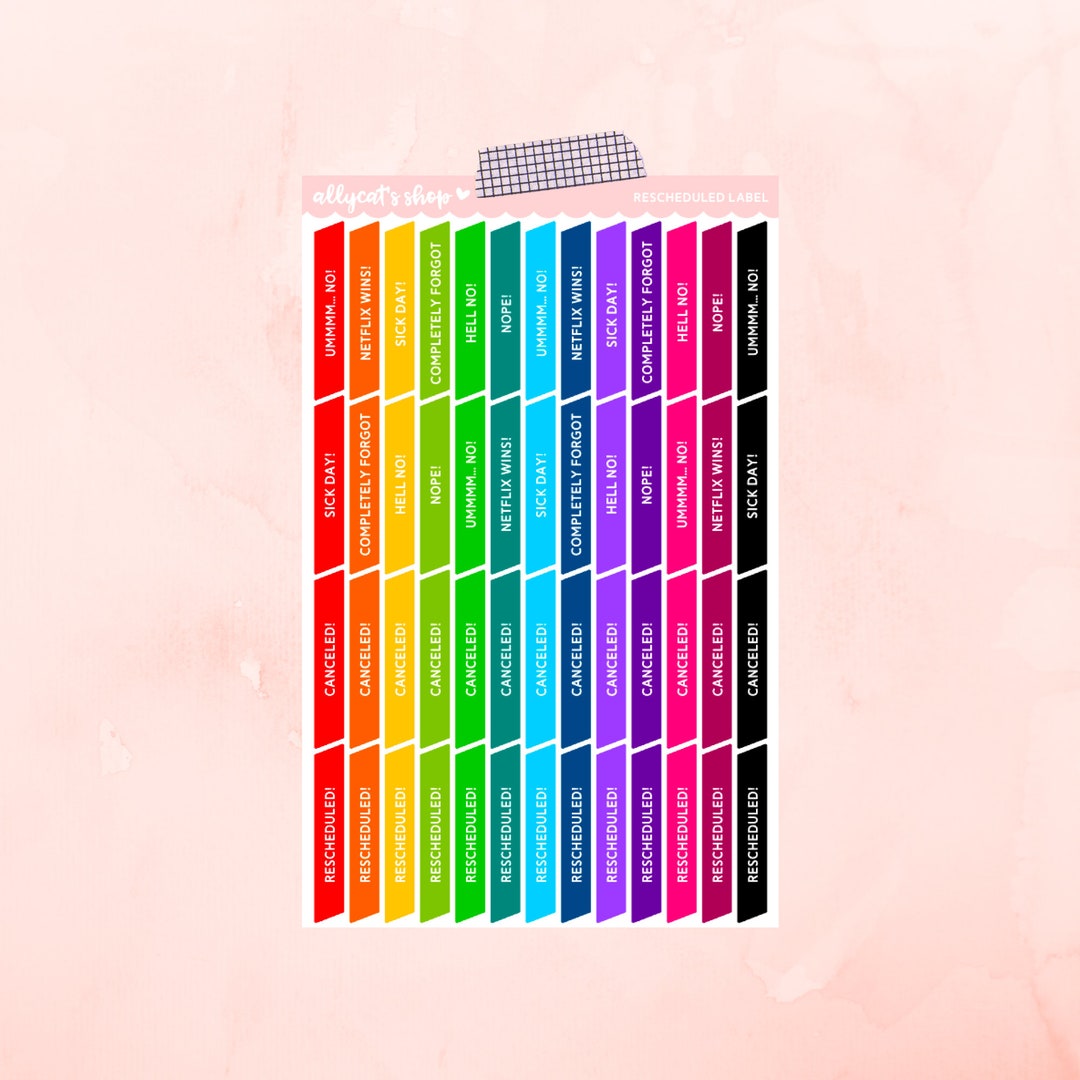 Rescheduled Stickers - Planner Stickers // Functional Stickers - Etsy