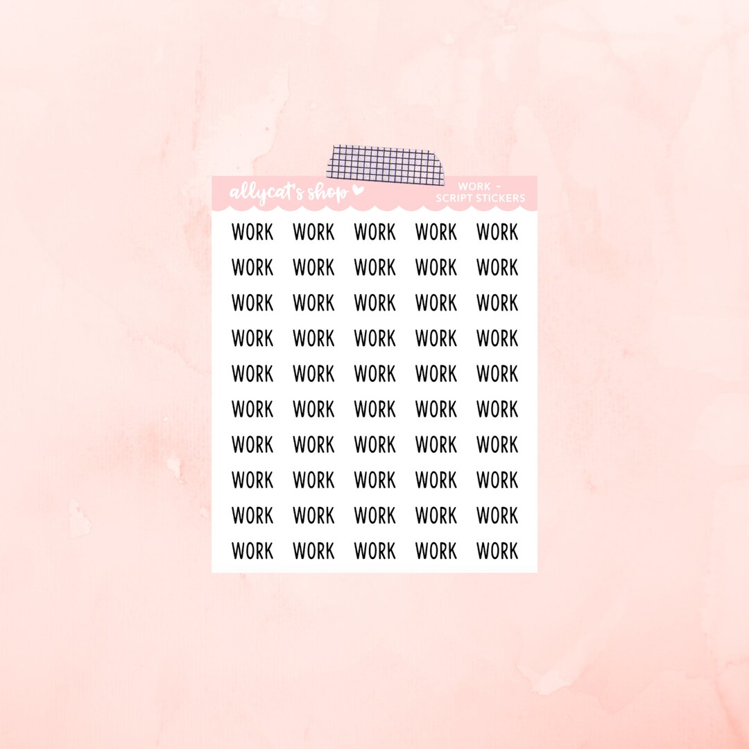 Work Simple Script Stickers - Planner Stickers, Custom Script Stickers ...