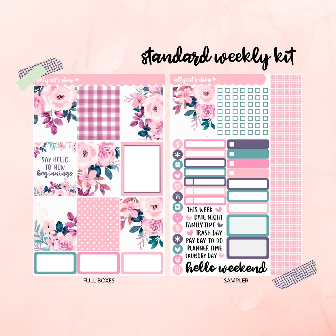 Lillian Sticker Kit // Vertical Planners, Hourly Planners - Etsy