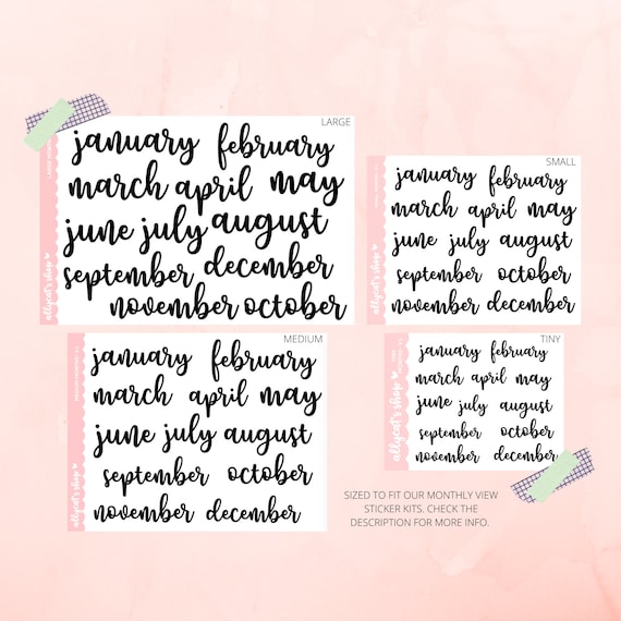 Monthly Kit Months Stickers V1 Planner Stickers Hobonichi | Etsy