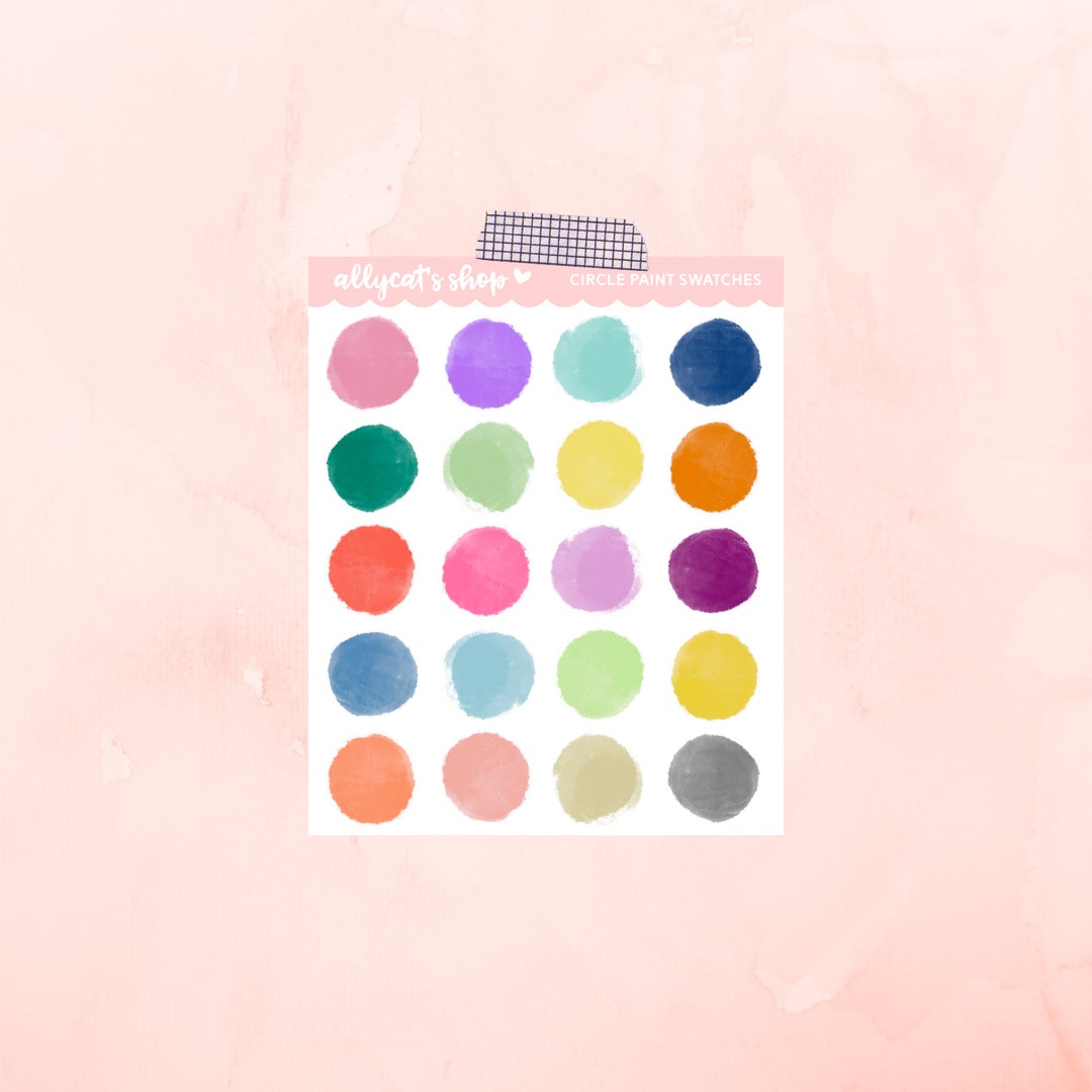 Circle Paint Swatch Stickers - Hand Drawn Planner Stickers - Etsy