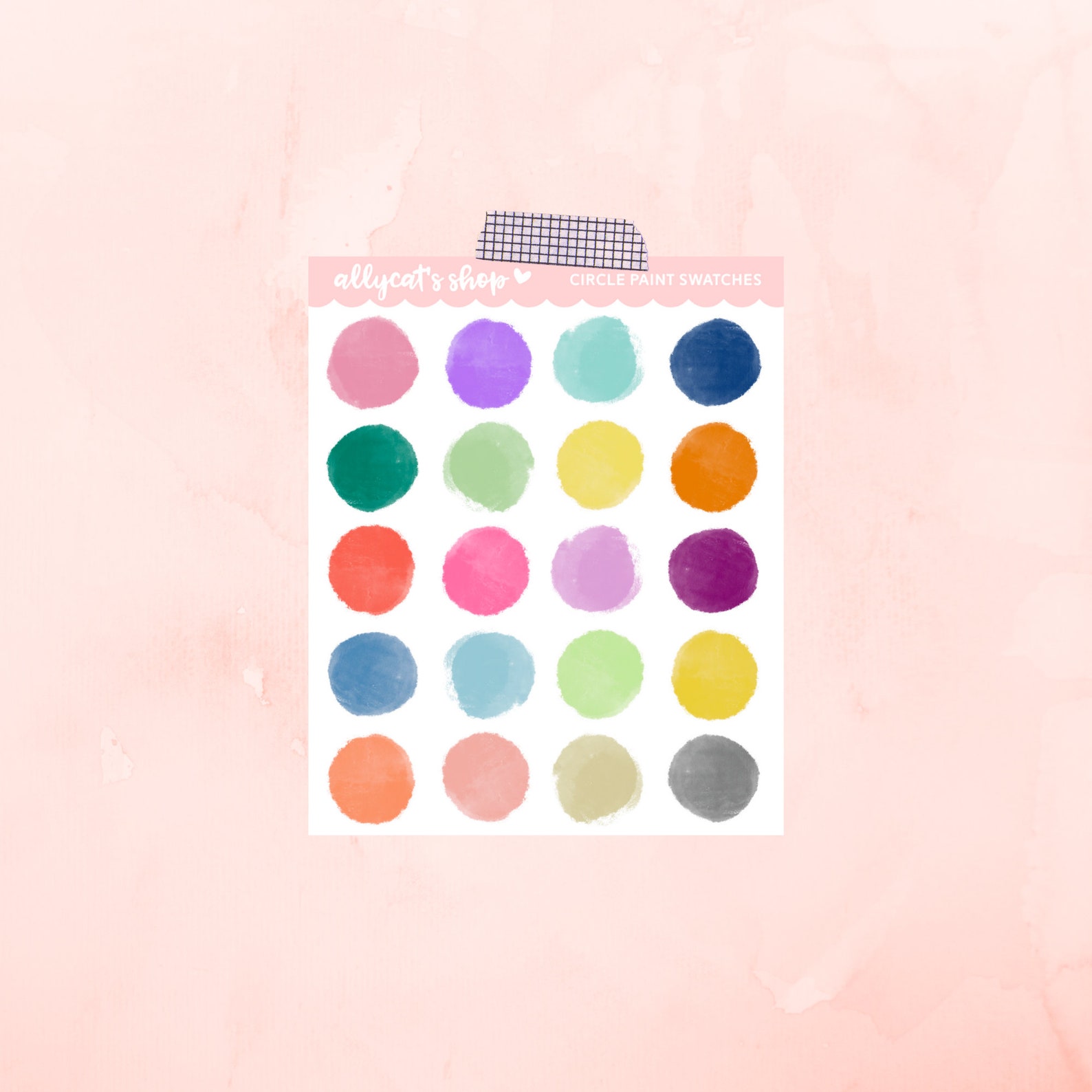 Circle Paint Swatch Stickers Hand Drawn Planner Stickers | Etsy