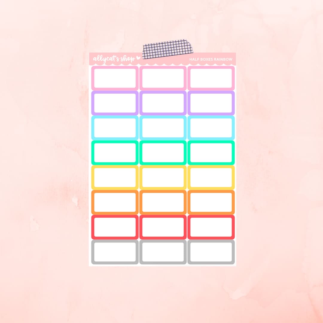 Half Boxes - Planner Stickers// Functional Stickers - Etsy