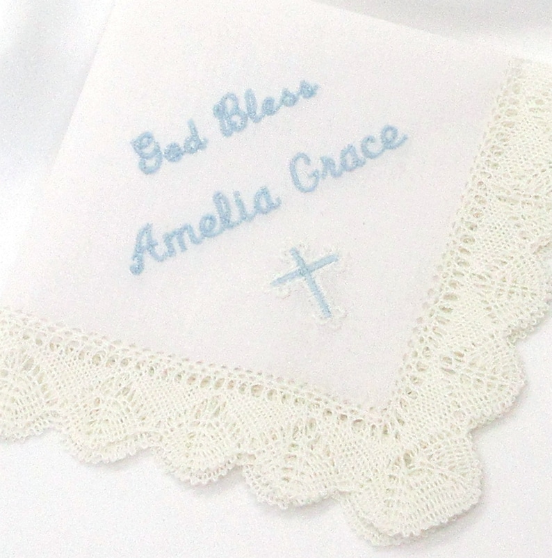 BAPTISM HANDKERCHIEF, Christening, Confirmation, Personalized ...