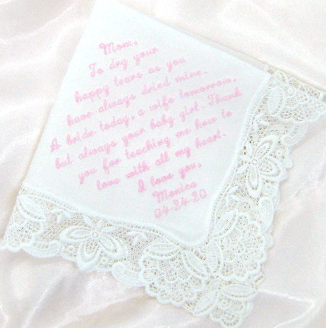PLAUEN LACE WEDDING Hanky, Personal Message, Mother of Bride/groom ...
