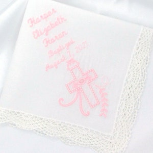 BAPTISM HANDKERCHIEF, Christening, Confirmation, Cross, Personalized ...
