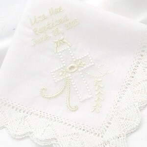 BAPTISM HANDKERCHIEF, Christening, Confirmation, Personalized ...