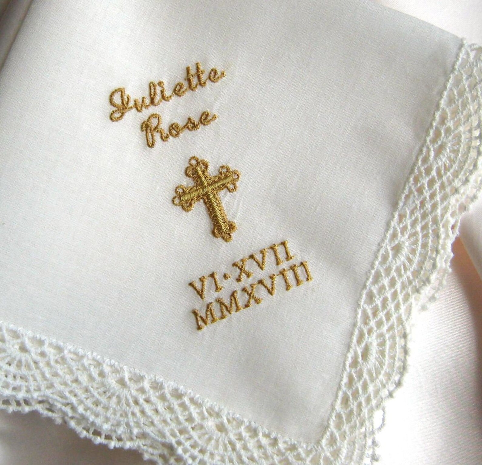 BAPTISM HANDKERCHIEF, Christening, Confirmation, Cross, Personalized ...