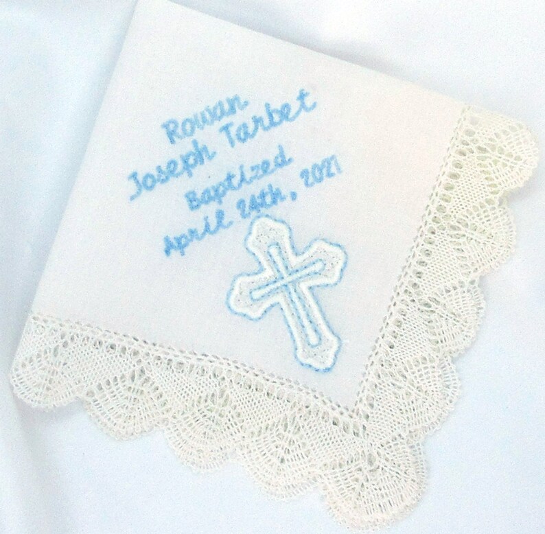 BAPTISM HANDKERCHIEF Christening Confirmation Personalized | Etsy