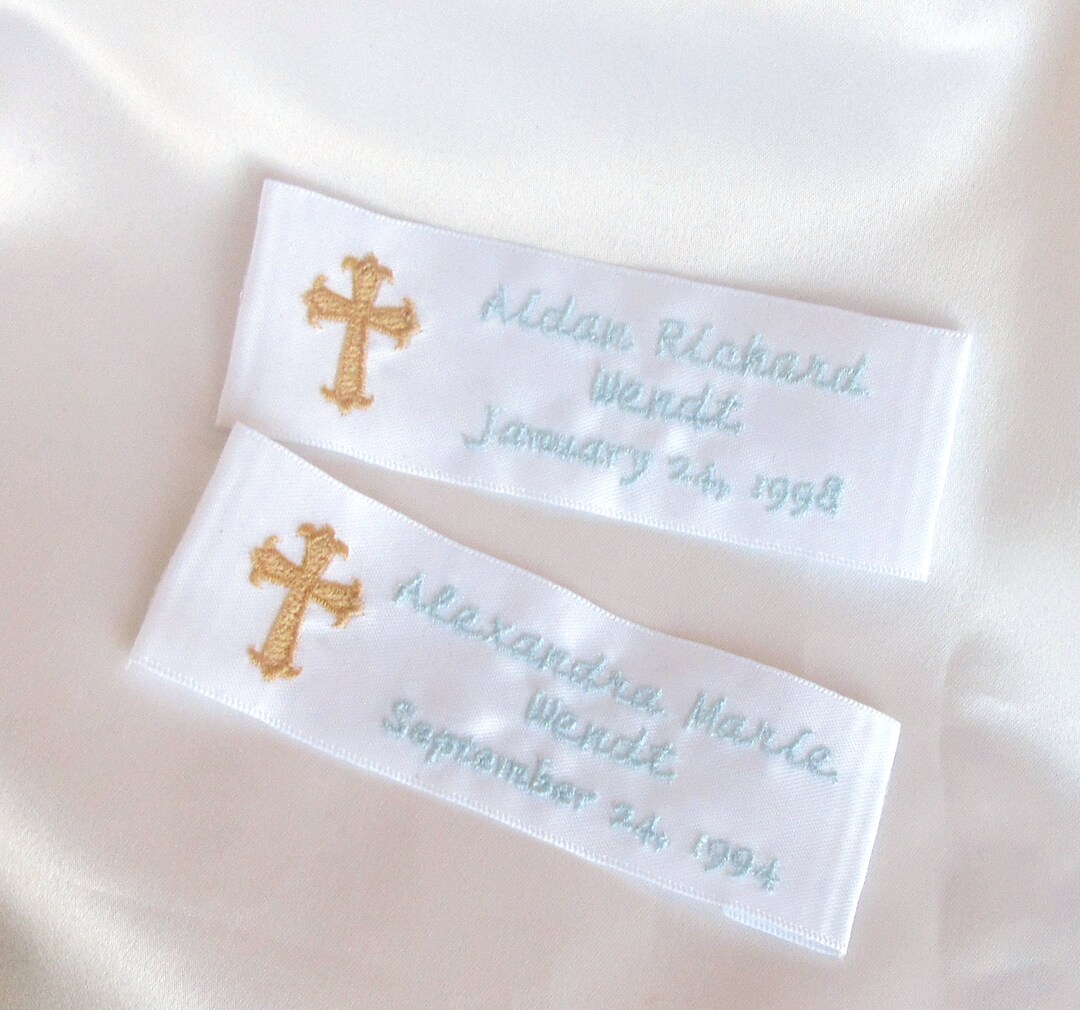 CHRISTENING/BAPTISMAL DRESS Small Embroidered Label, Child's Name ...