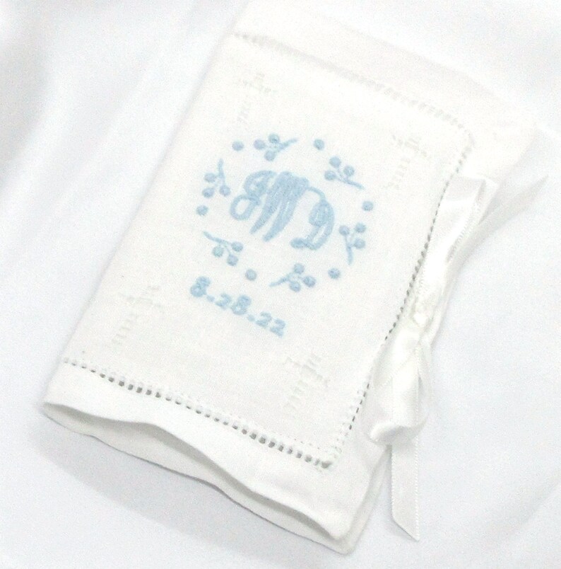 NAME OR MONOGRAMMED Linen Bible Cover Hemstitched Baby - Etsy