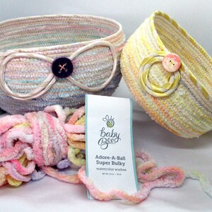 TEXTURED ROPE BOWL, Coiled Cotton Rope With Super Bulky Soft Fuzzy Yarn ...