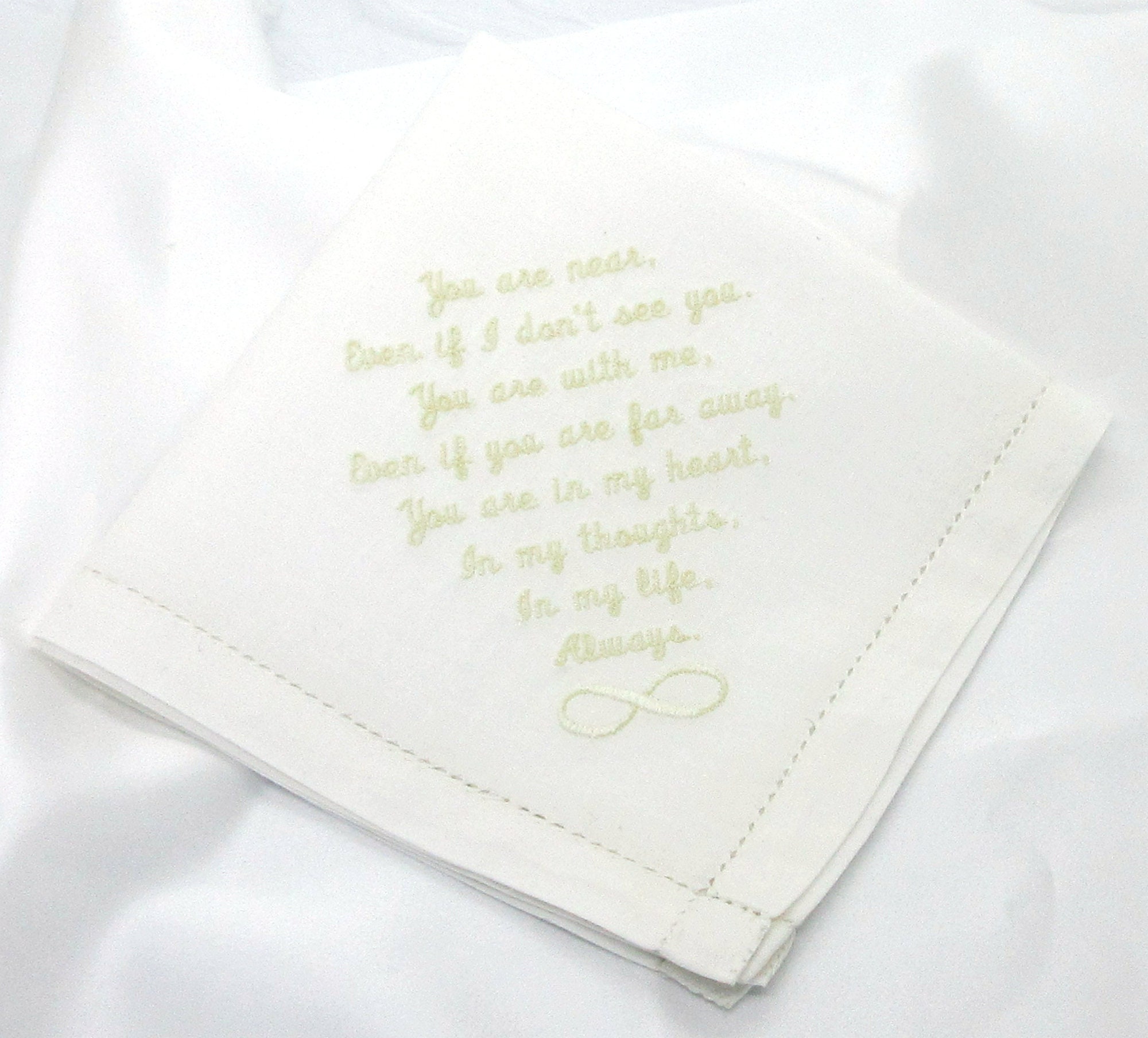 REMEMBRANCE HANDKERCHIEF Words of Sympathy Infinity Design | Etsy