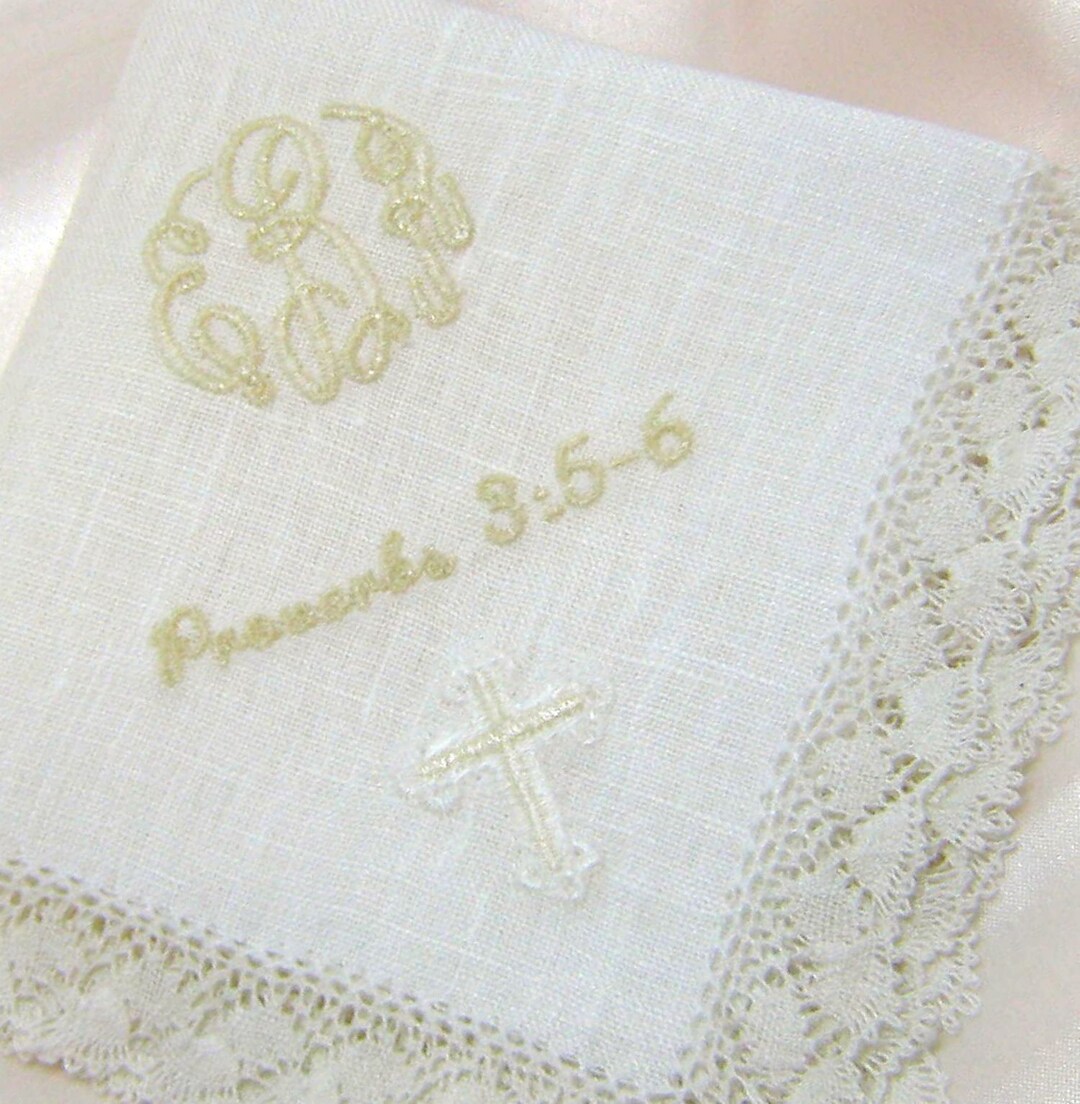 LINEN BAPTISM HANDKERCHIEF Christening Confirmation - Etsy