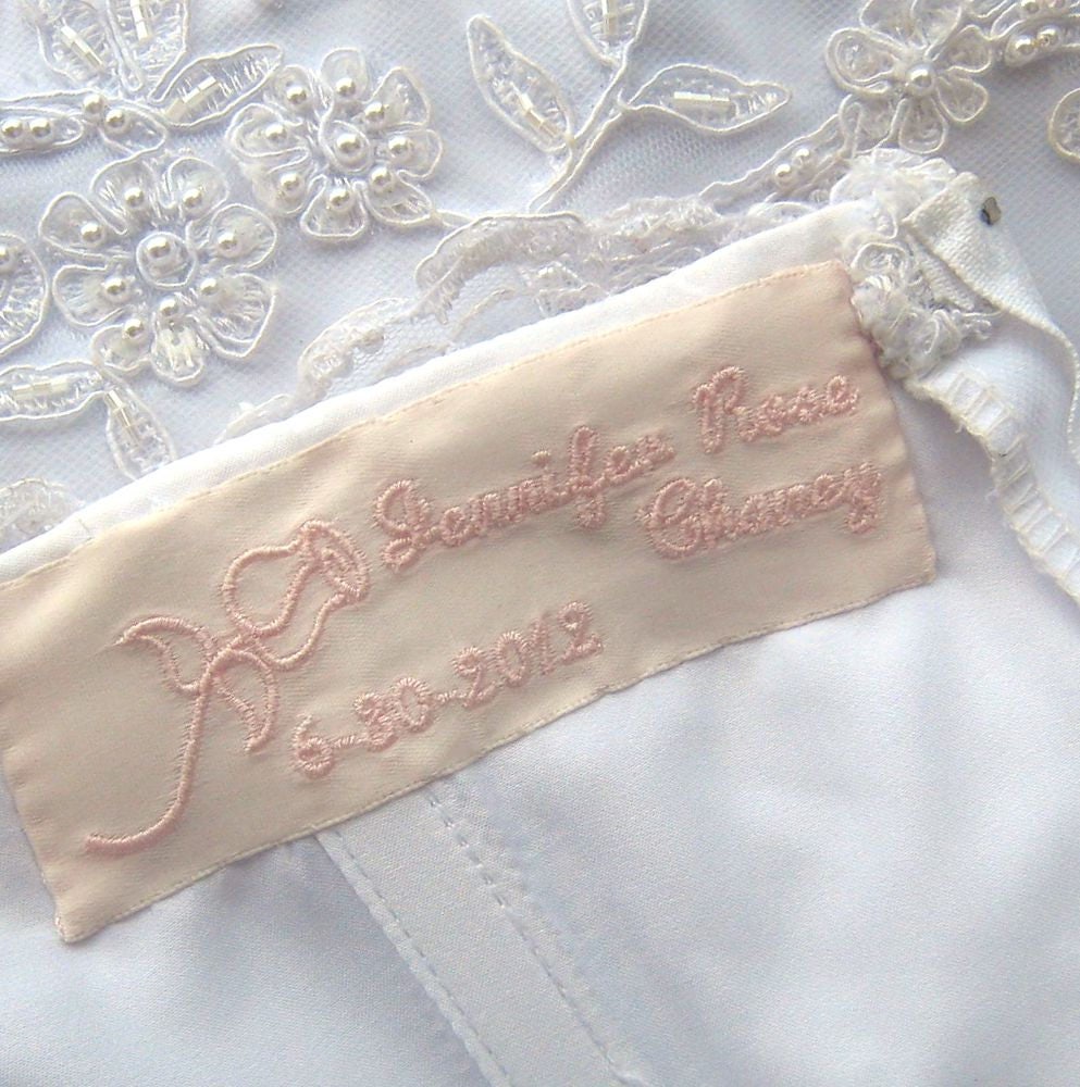 PERSONALIZED WEDDING DRESS Label, Custom Emboidered, Your Name ...