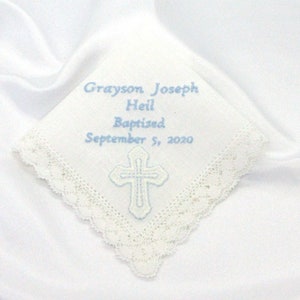 LINEN BAPTISM HANDKERCHIEF Christening Confirmation - Etsy