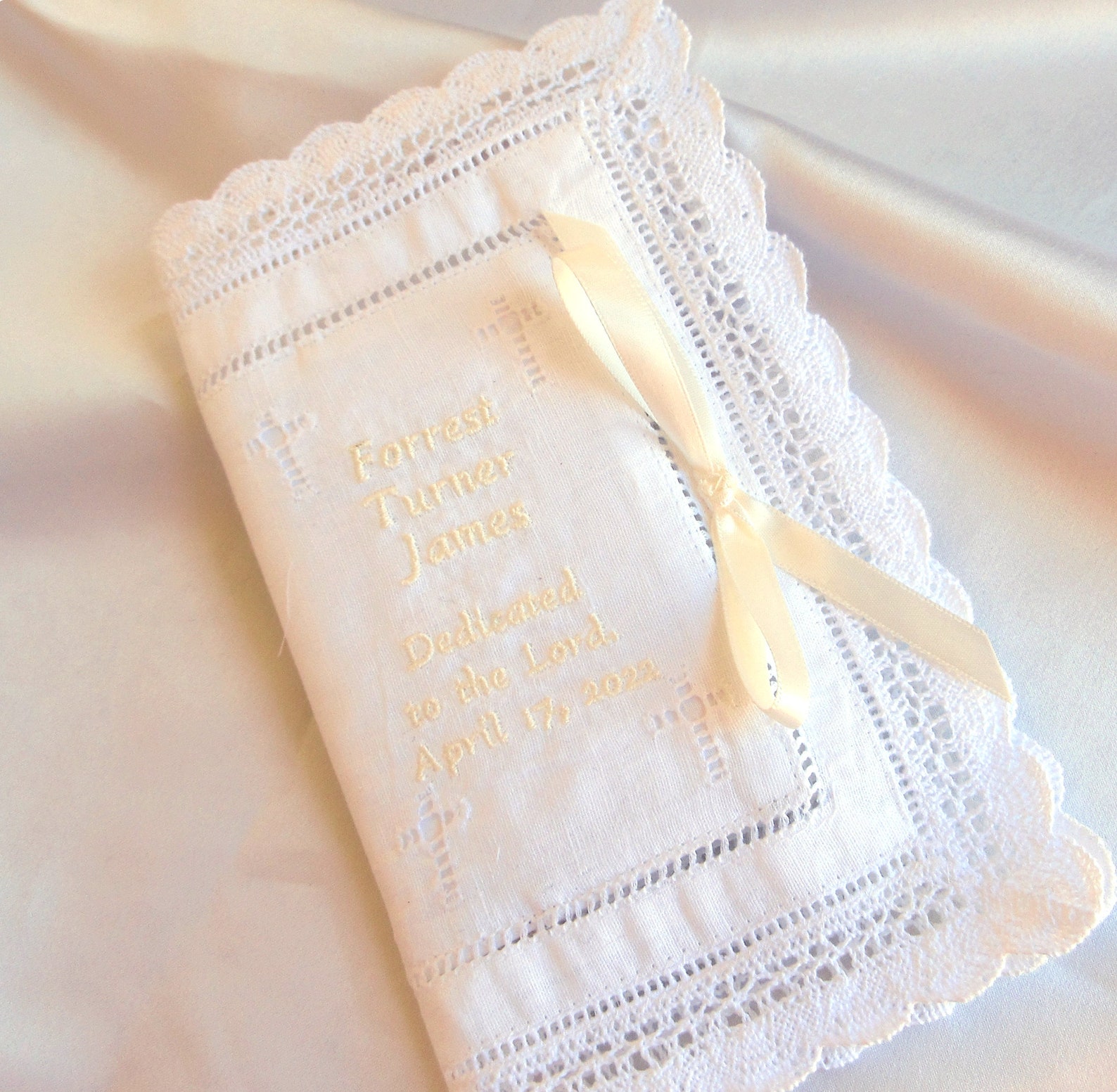 MONOGRAMMED LINEN & LACE Bible Cover Hemstitched Entredeux - Etsy